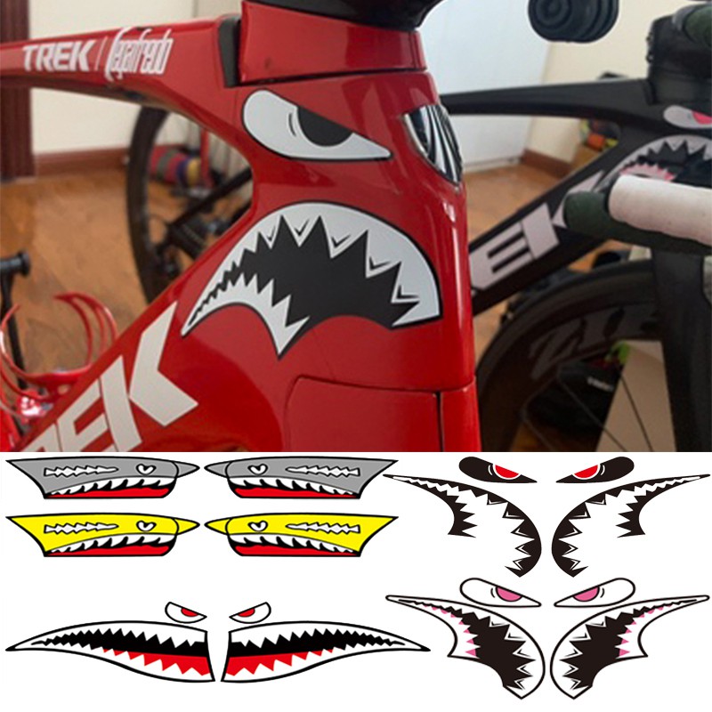 1Set Bicycle Frame Decoration Sticker Shark Head Tube Sticker MTB Bike ...