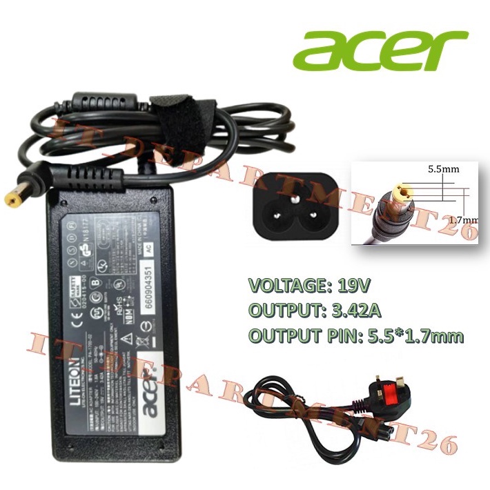 (Free Power Cable) ACER Aspire Adapter (5.5*1.7mm)19V 3.42A 4736Z 4738G ...