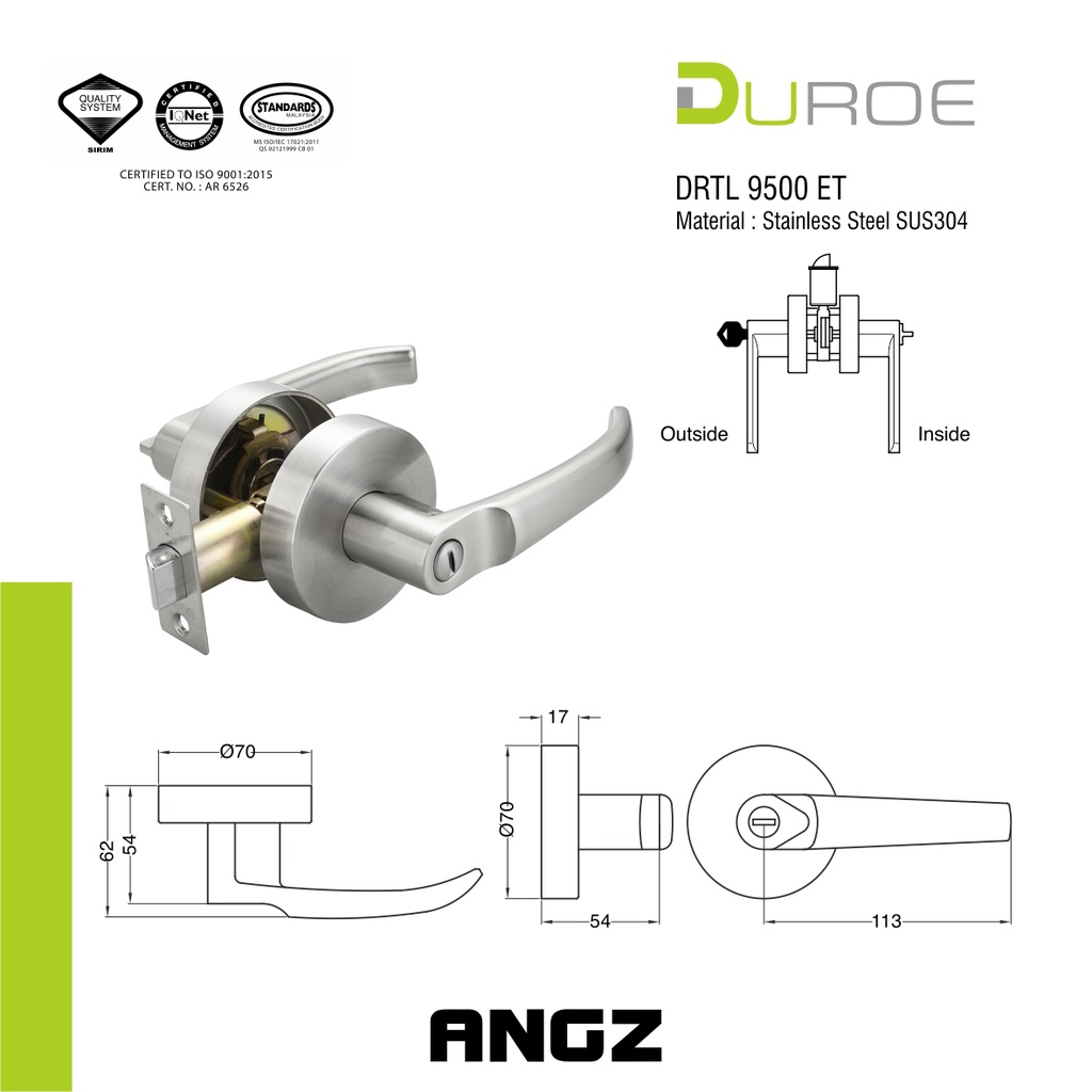 Duroe Tubular Door Handle Minimalist Door Lock Handle Set | Shopee Malaysia