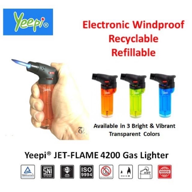 Yeepi Jet Flame Lighter Electronic Windproof Recyclable Refillable Gas ...
