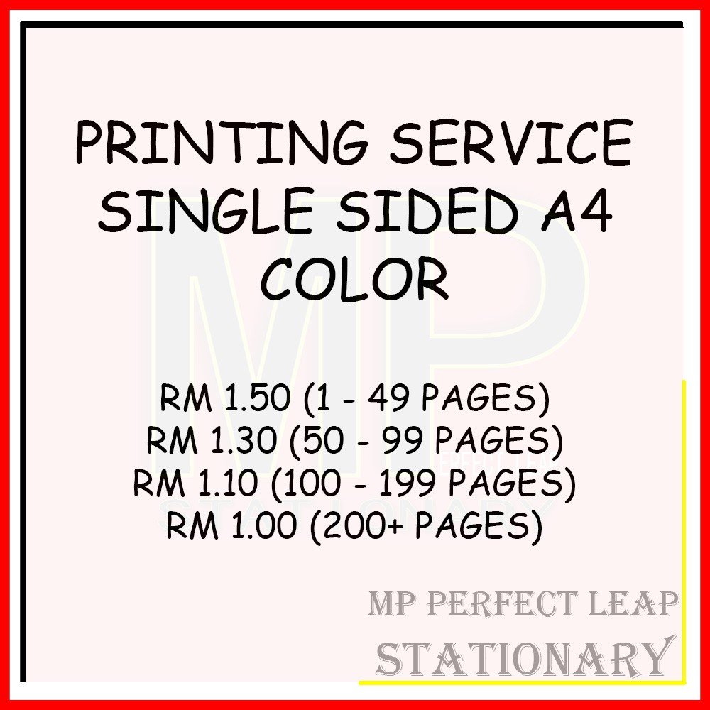 Printing Service Single Sided A4 Color [Photocopy] [Notes] [Documents ...