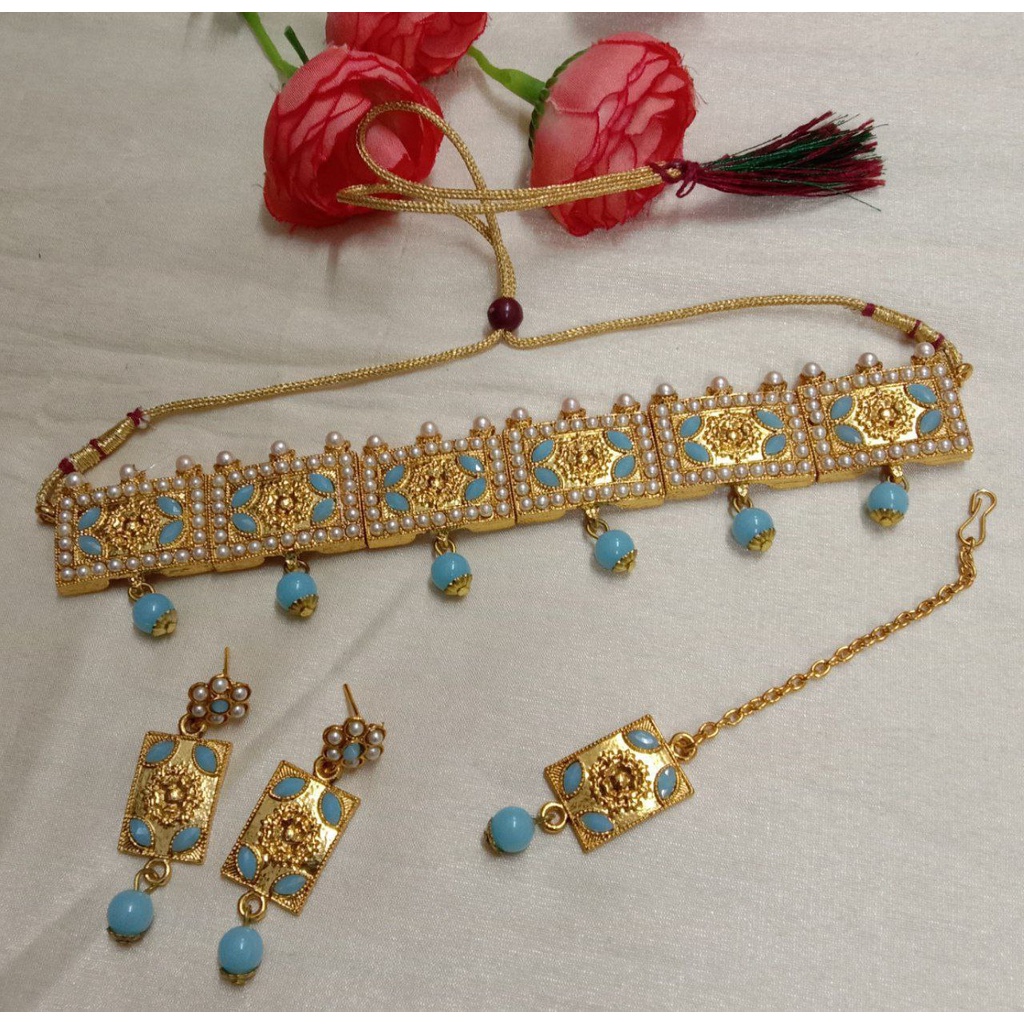 Choker Set / Chokers / Minakari Choker Set / Blue Choker / Blue ...