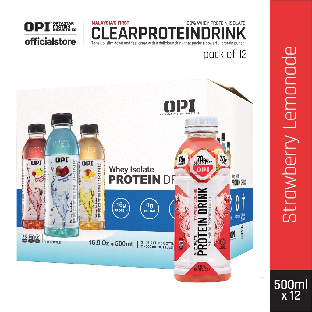 OPI CLEAR PROTEIN DRINK (500ML x 12) PACK OF 12 (CHOOSE YOUR FLAVOURS ...