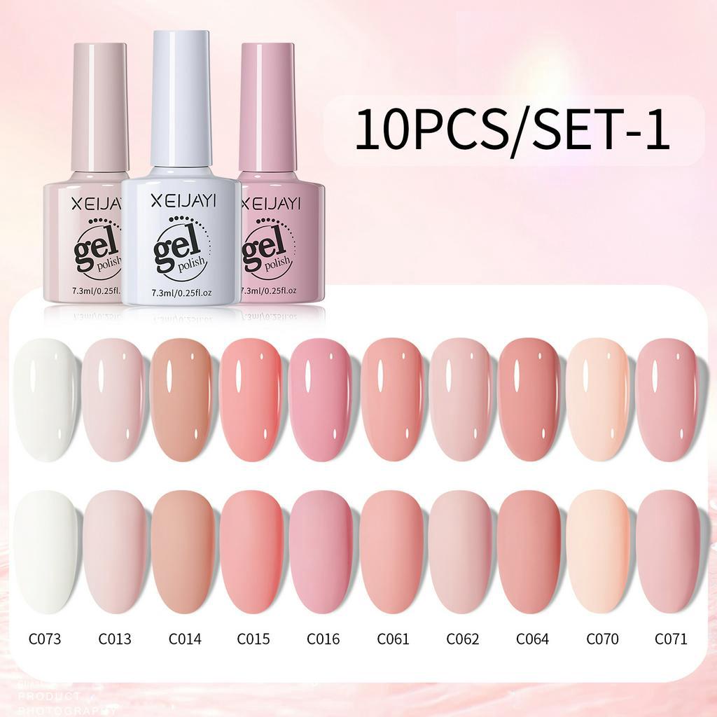 10PCS/SET 7.3ML Color Nail Gel Polish Set Kits Base Top Coat Varnish ...