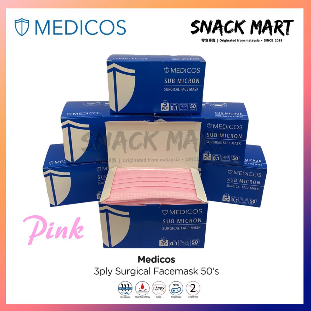 [ON SALE] !!READY STOCK!! MEDICOS 3PLY PINK MASK SURGICAL FACE MASK ...