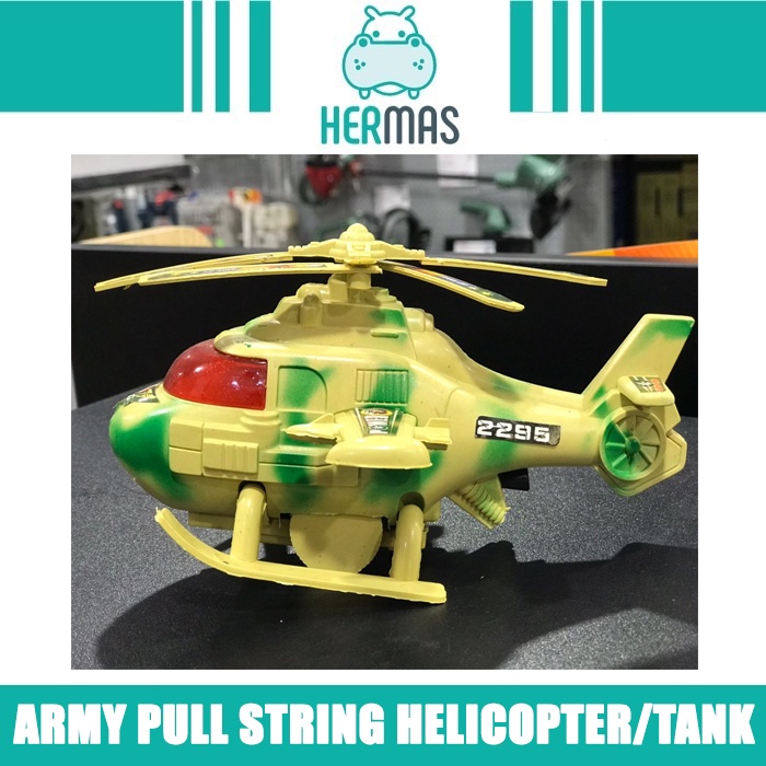 ARMY PULL STRING HELICOPTER/TANK TOY CHILDREN | MAINAN TERBANG ...