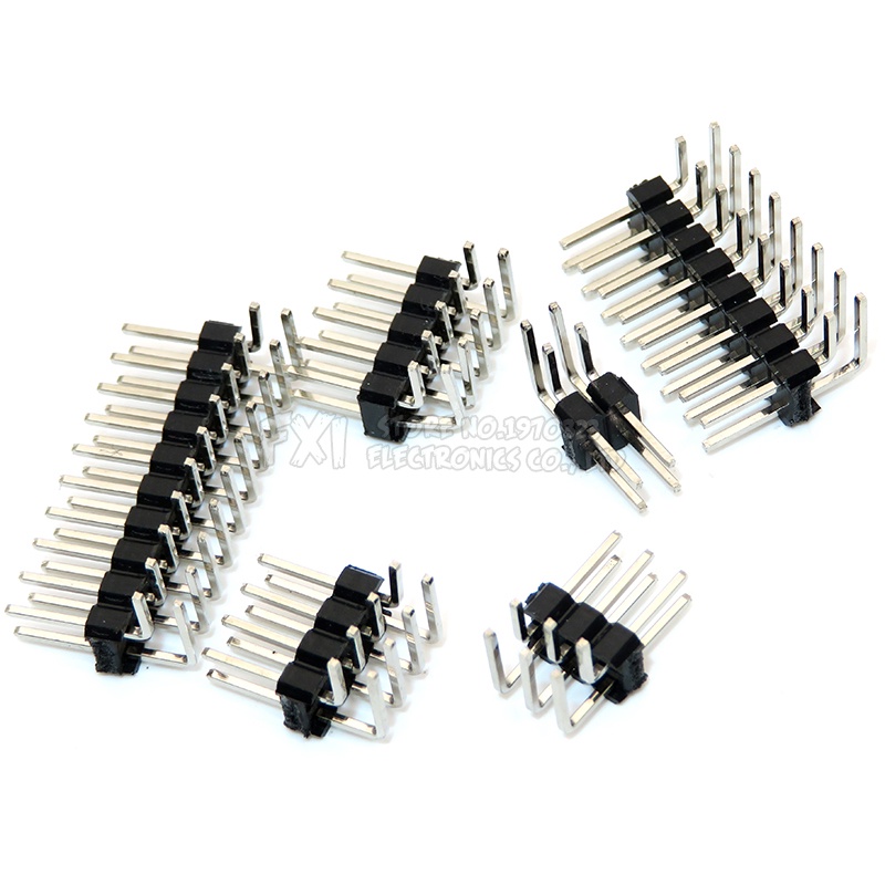 10PCS R/A 2.54mm Double Row Right angle Male Breakaway PCB Board Pin ...