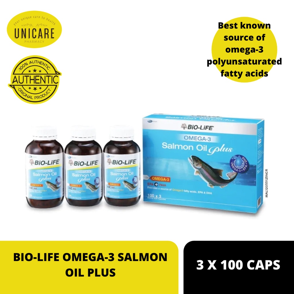 BIO-LIFE OMEGA-3 SALMON OIL PLUS 3 X 100S | Shopee Malaysia