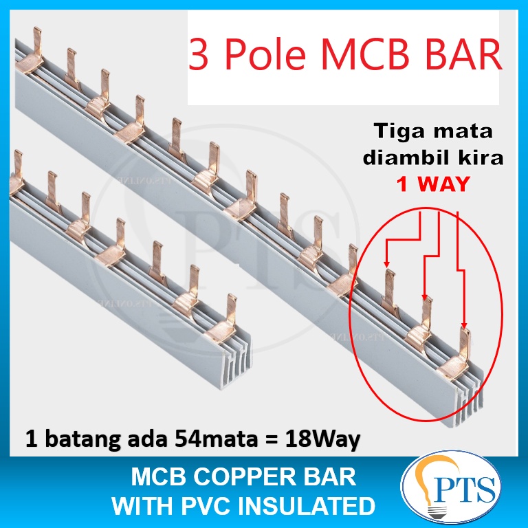 (1 WAY=3pcs) 3 Pole MCB Copper Bus Bar with PVC Insulated | Shopee Malaysia