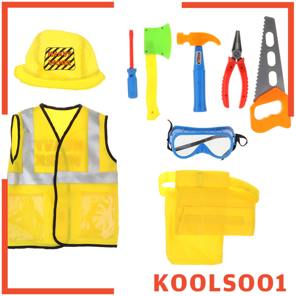 [koolsoobdMY] Play Costume Set - 9Piece Construction Worker Fancy Dress ...