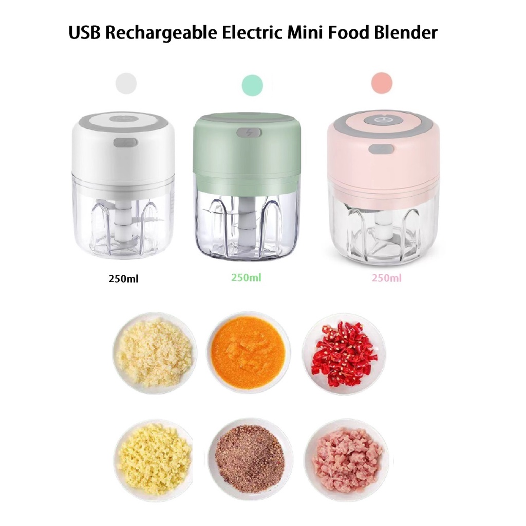 USB Rechargeable Electric Mini Food Blender 250ml | Garlic Chopper ...