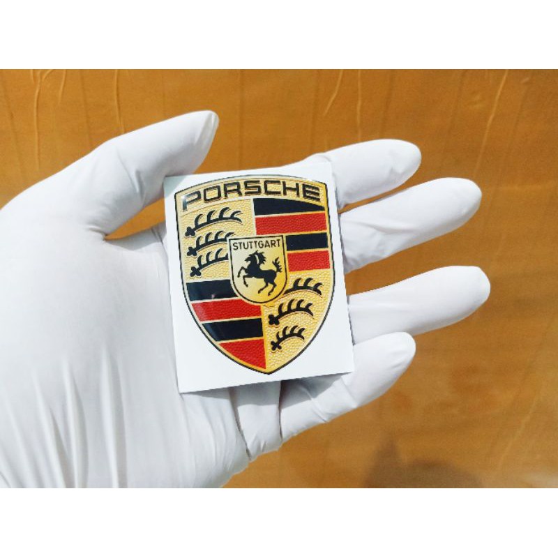 Sticker Embossed sticker emblem resin Flexible Porsche logo | Shopee ...
