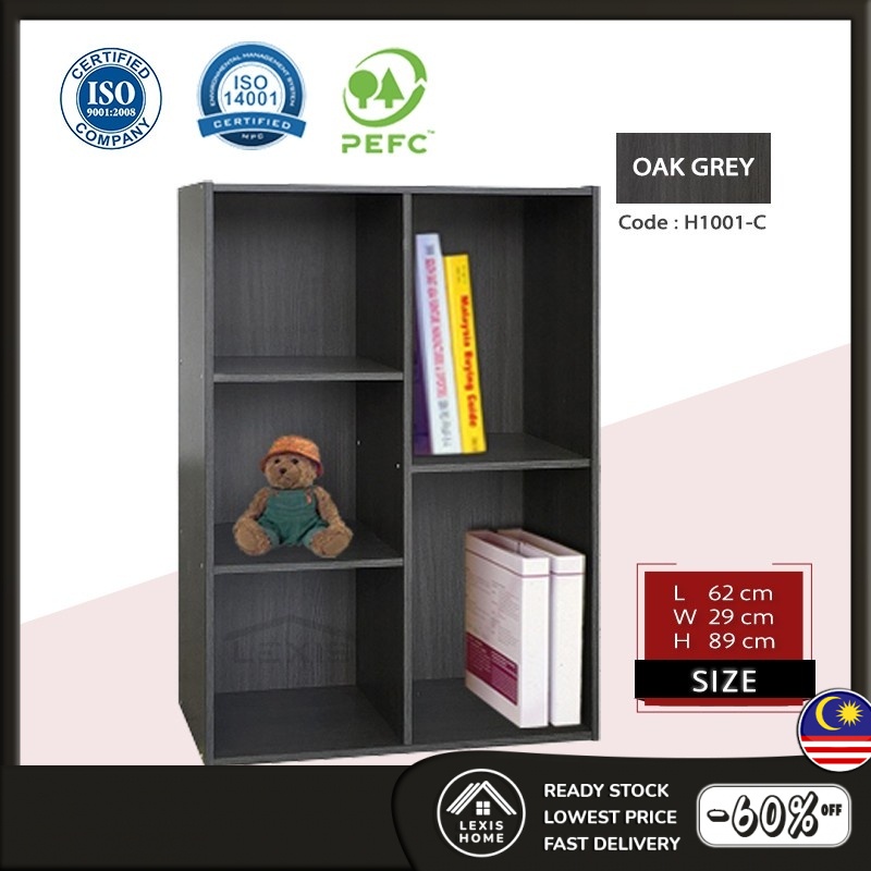 LEXIS Multi-Sizes Wooden Board Storage Box Cabinet Book Shelf Space ...