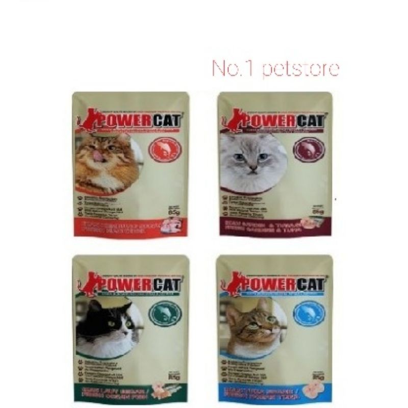 Power cat 85g cat pouch wet food makanan kucing basah power cat 85g ...