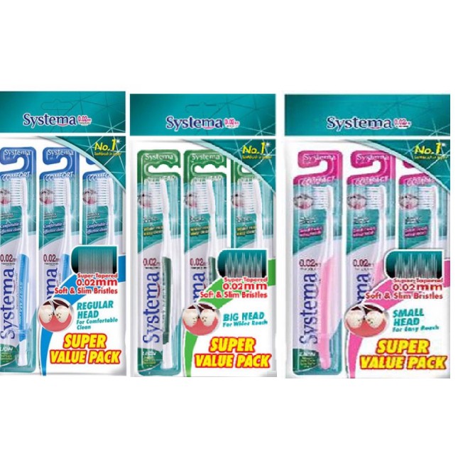 Systema Toothbrush (Full Head / Compact / Comfort) 3pcs (Super Value ...