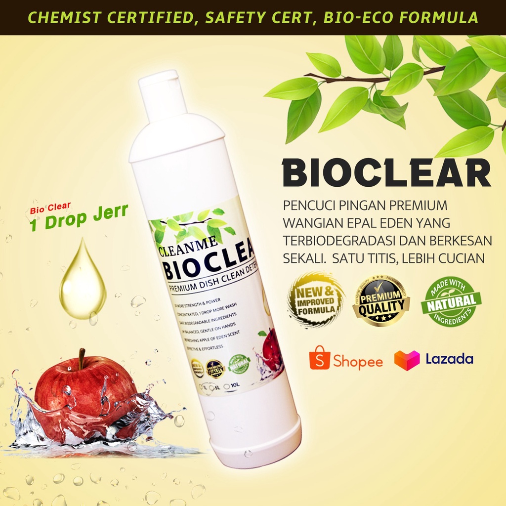 CLEANME Bio-Clear Coconut Oil Based Bio-Eco Dish DROP Detergent 1000ML ...
