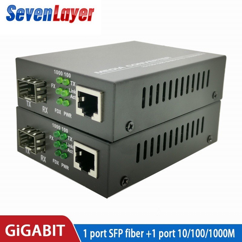 Fiber Optical media converter 1 port sfp to 1 rj45 gigabit optical fiber ethernet for ip camera ...