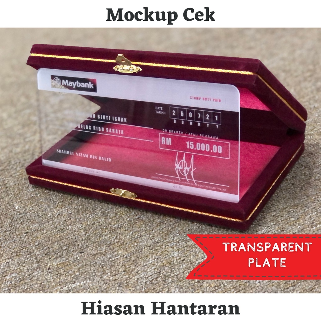 Replika Cek,Mockup Cheque, Hiasan Hantaran Elegant dan cantik untuk ...