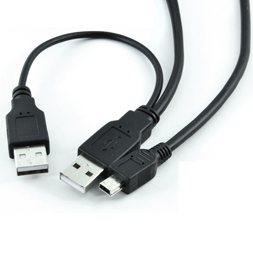 Dual USB 2.0 Type A to USB Mini 5-Pin Type B x1 Y Data & Power Cable ...
