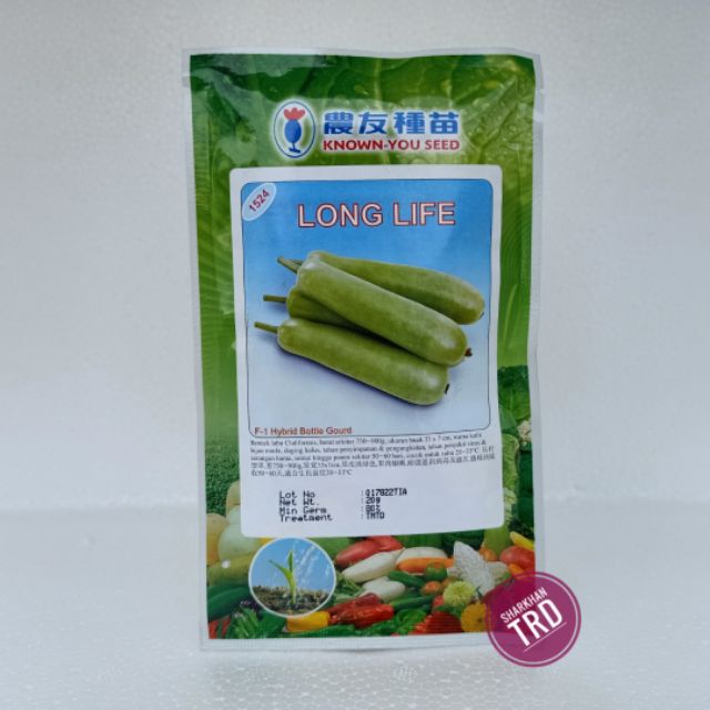 Paket 20g LONG LIFE 1524 Known You Seed Biji Benih Labu Air Panjang F1 ...