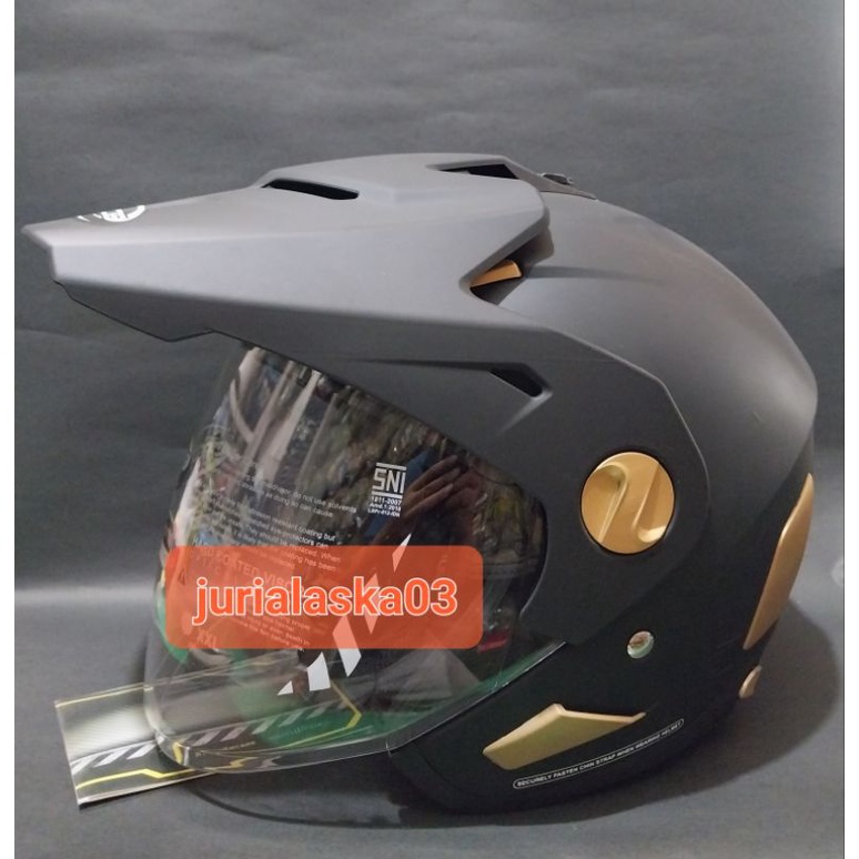 Cargloss FORMER SOLID BLACK DOF HELMET | Semi CROS HELMET | Shopee Malaysia