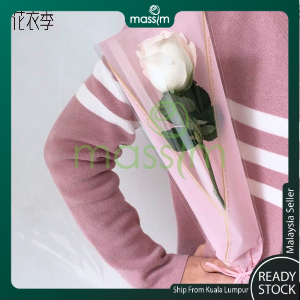 1 pcs Single Flower Plastic Wrapping Bag Transparent Single Rose Flower ...