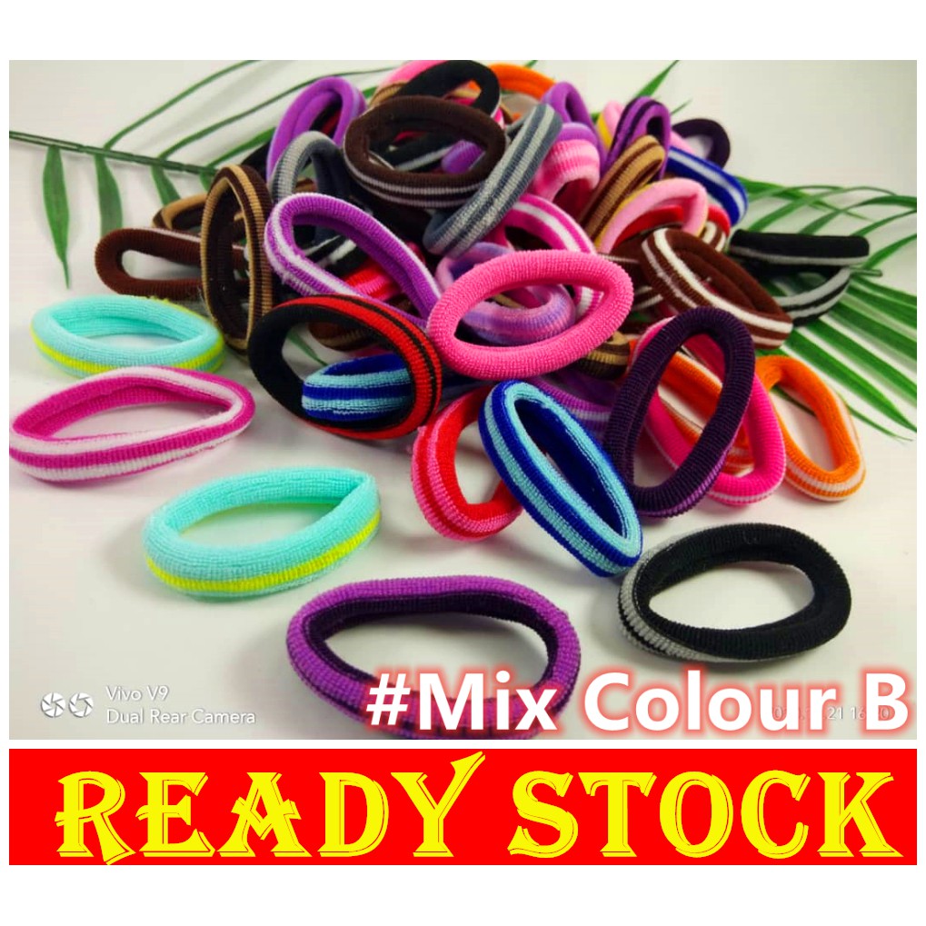 K-27 (10Pcs) Hair Ties Rubber Ponytail Holders Hair Bands Black Getah ...