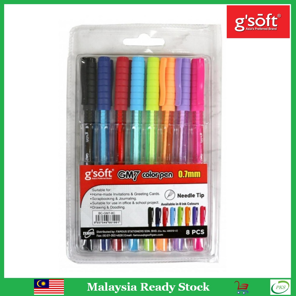 G'Soft Color Ball Pen 0.7mm 8 Colors Set (BC-GM7-8C) | Shopee Malaysia