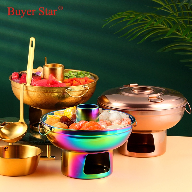 23cm Gold Cookware Stainless Steel Chinese Charcoal Small Hotpot ...