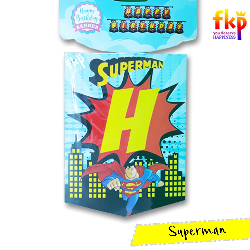 Fun KIDS PARTY HBD Superman Banner / Bunting Flag Happy Birthday ...