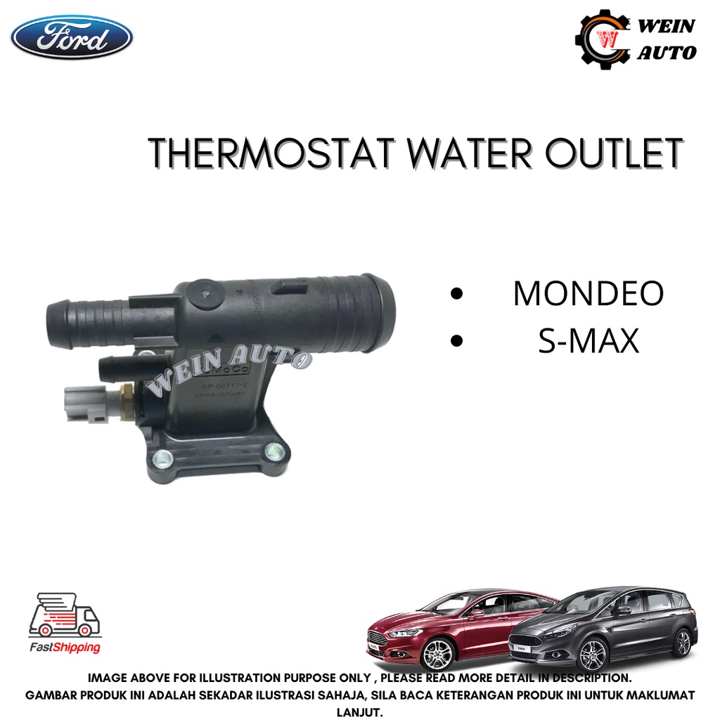 FORD GENUINE THERMOSTAT WATER OUTLET WITH SWITCH- FORD SMAX 2.0 ...