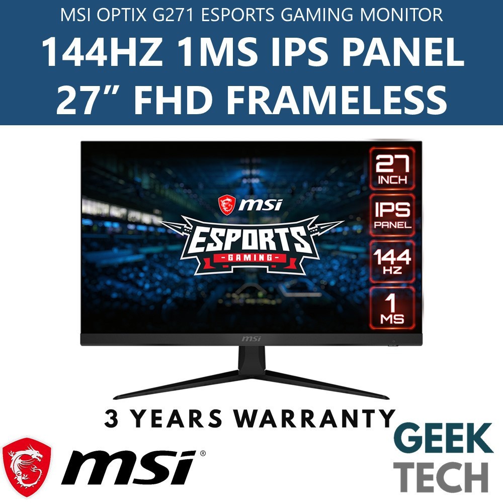 MSI Optix G271 27" Full HD IPS 144Hz 1ms Gaming Monitor | Shopee Malaysia