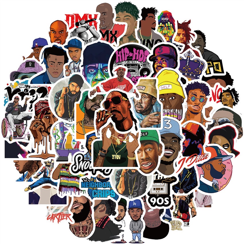 64Pcs/Set East Coast Rap & West Coast Rap Series 01 HipHop Stickers DIY ...