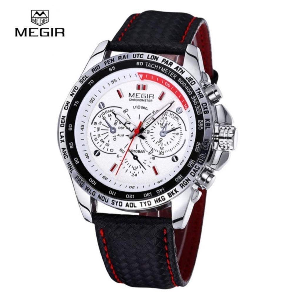 MEGIR M1010 Male Watch Water Resistance Wristwatch (White&Black ...