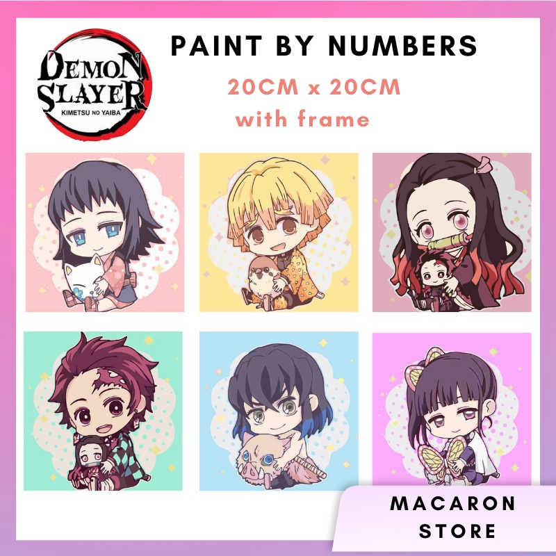 Paint By Numbers Demon Slayer Art Painting 20x20cm wt Frame DIY [Ready ...