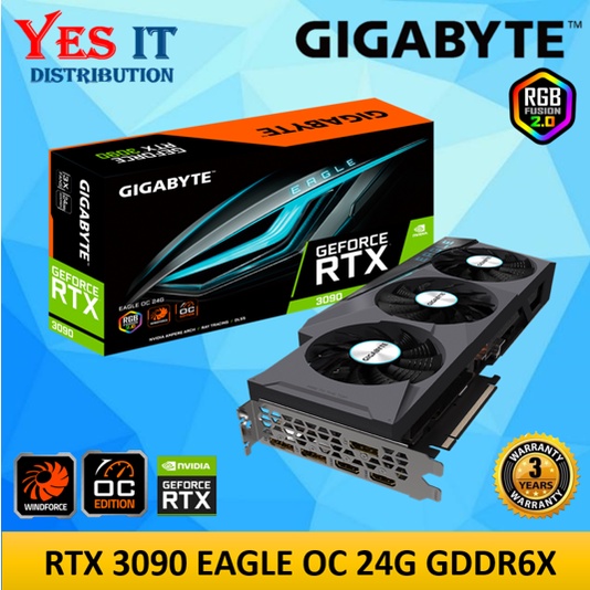 GIGABYTE GeForce RTX 3090 EAGLE OC 24G 24GB GDDR6X GRAPHIC CARDS ( GV ...