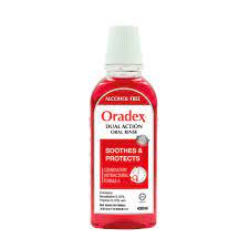 Oradex Dual Action Mouthwash 90ml/400ml (Sore throat/Ulcer) | Shopee ...