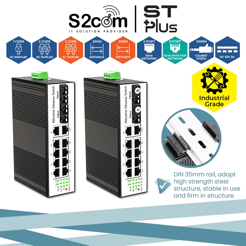 2 Port SC Singlemode Multimode Simplex Duplex Fiber to 8 Port POE 2 ...