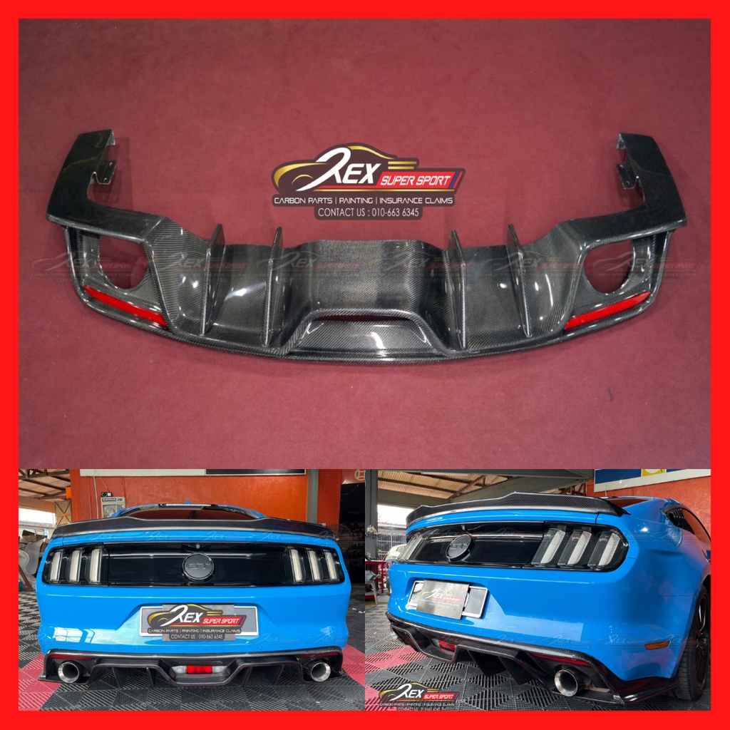 Pre-Facelift Ford Mustang Rear Diffuser AC Real Forged Carbon Fiber ...