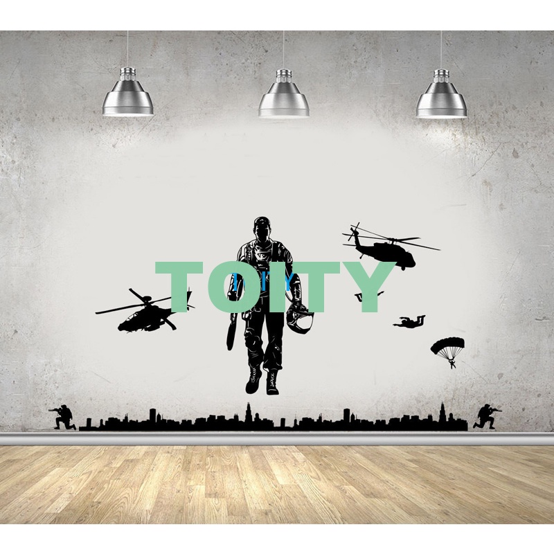 Special Forces Warrior Military Army War Wall Decal Soldiery Helicopter ...