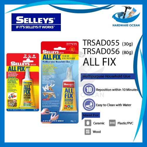 Selleys 30g 80g gam kuat Adhesive Glue Multipurpose Fix All Glue Gam ...