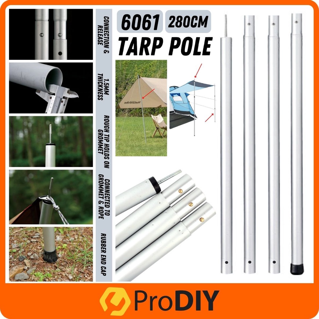 280cm Height Aluminum Steel Tarp Pole Camping Tent Support Adjustable ...