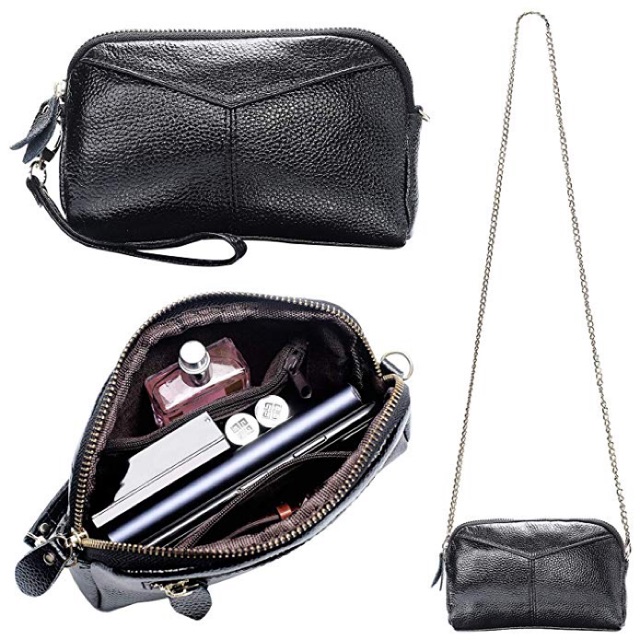 Women Genuine Leather Wristlet Clutch Smartphone Cross Body Purse Small ...