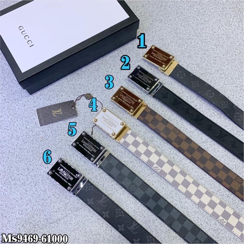 Lv Men's Leather Belt Collection with Embossed Texture and High Quality ...