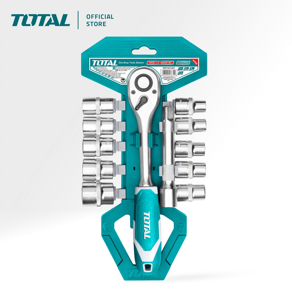 TOTAL Socket Set - Sockets (1/2"/10mm-24mm/10 Pcs) + Quick Release ...