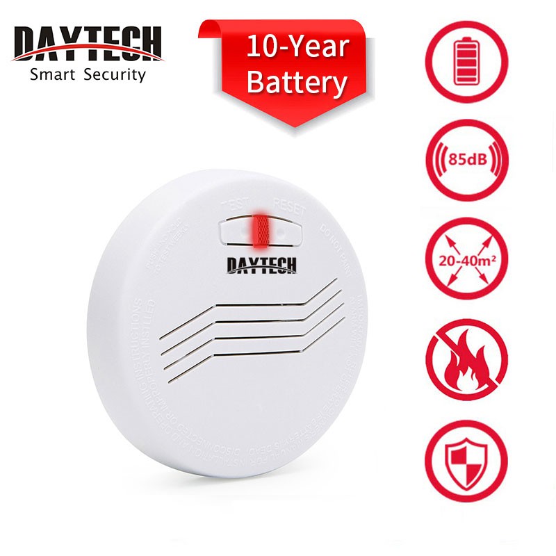 【Temperature and smoke】Daytech Smoke Detector Fire Alarm Wireless ...