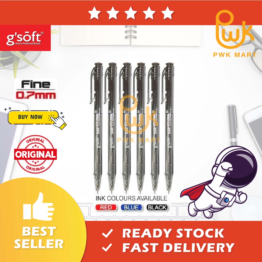 🔥READY STOCK🔥G'soft W2 Ball Point Pen 0.7mm (Black/Blue/Red) | Shopee ...