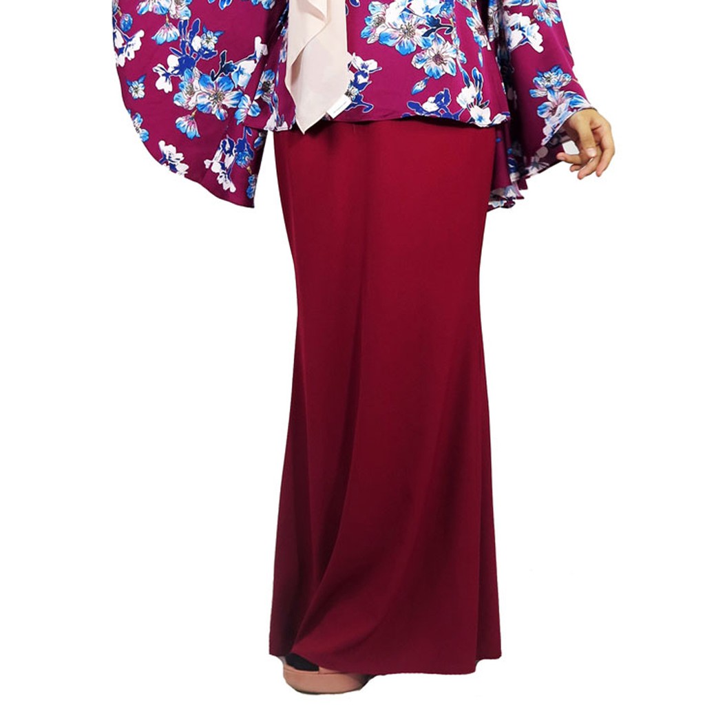 AQEELA Muslimah Wear Mermaid Skirt - Maroon AS33C | Shopee Malaysia