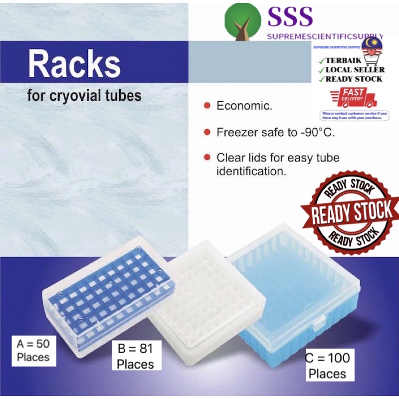 🔥[Ready stock]🔥Cryovial Tubes Storage Rack 2ml (50,81,100 places ...
