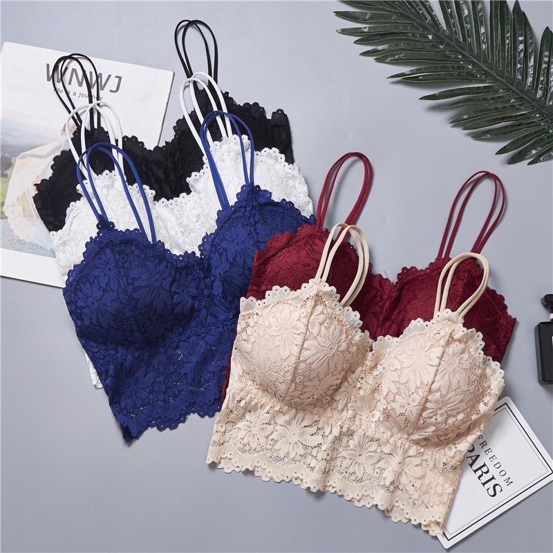 Women's Wireless Beautiful Back Lace Bra Soft Brassiere Padded Bra ...